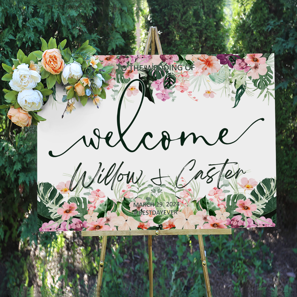 Personalized Hawaiian Style Wedding Welcome Sign for New Couple Bridal ...