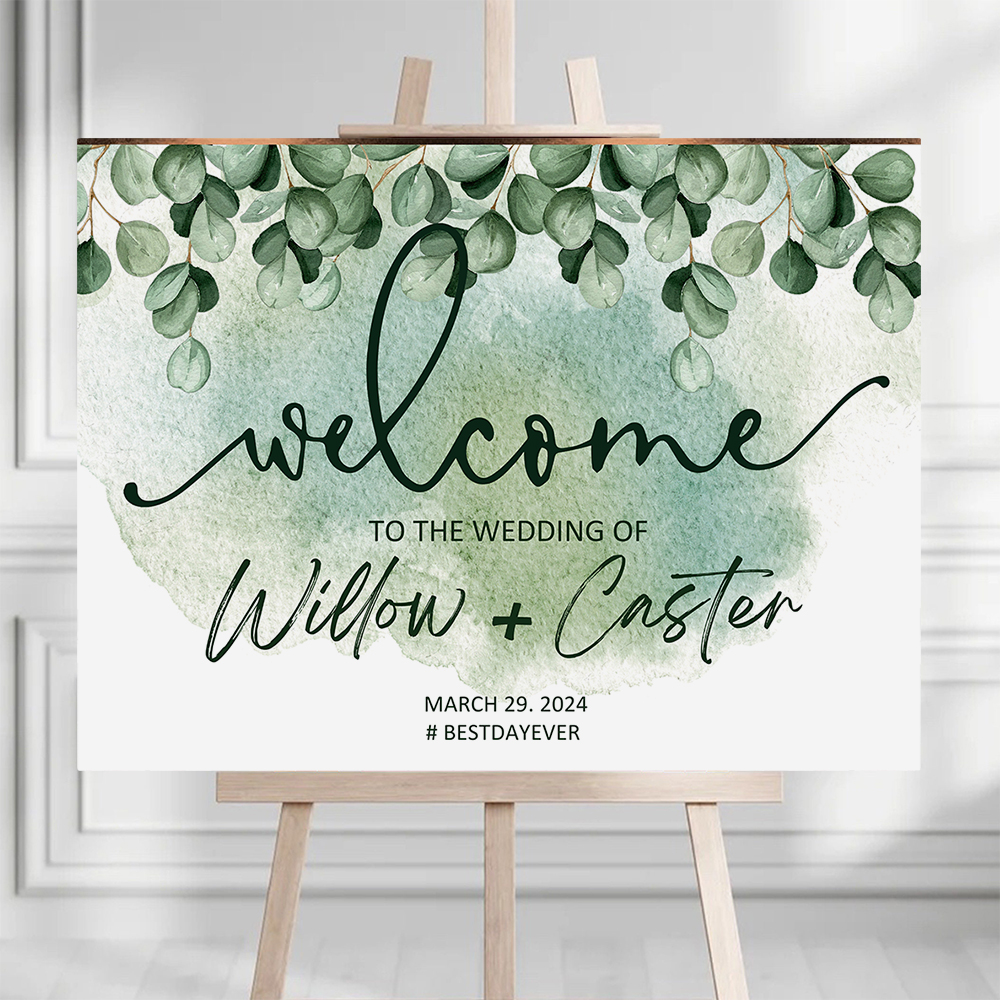 Personalized Welcome Sign for Wedding, Eucalyptus Theme Welcome Sign ...