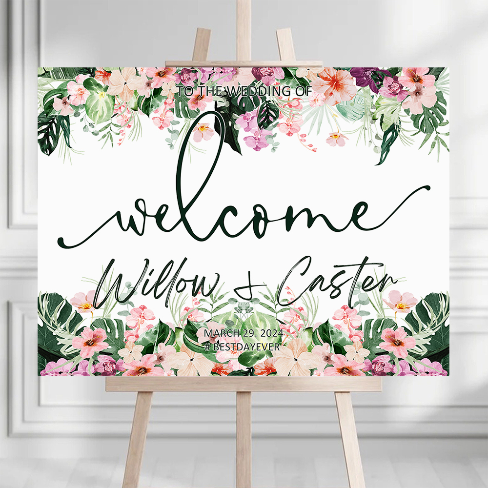 Personalized Hawaiian Style Wedding Welcome Sign for New Couple Bridal ...