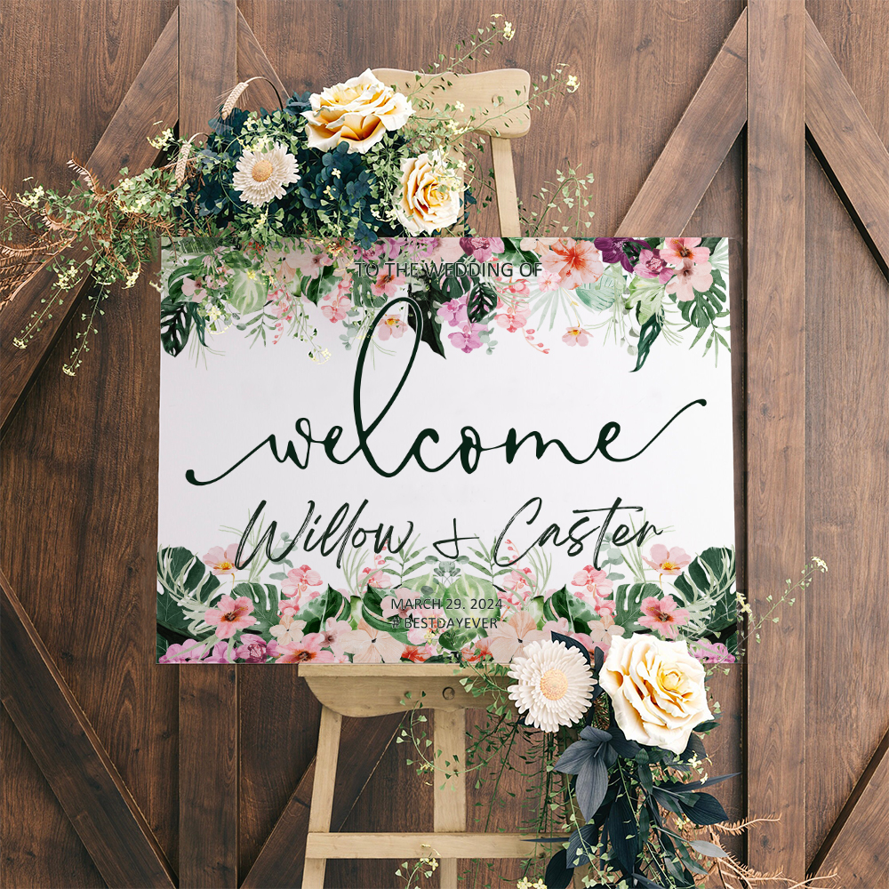 Personalized Hawaiian Style Wedding Welcome Sign for New Couple Bridal ...