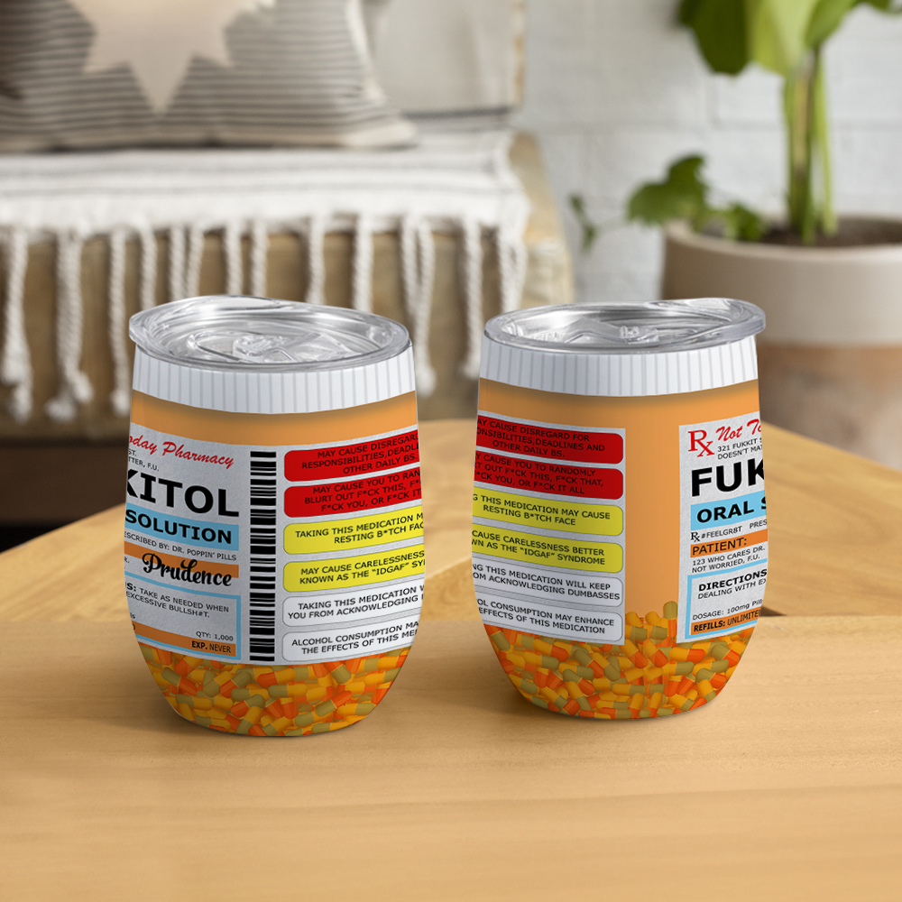 Personalized Fukitol Prescription Funny 12oz Tumbler with Name Straw ...