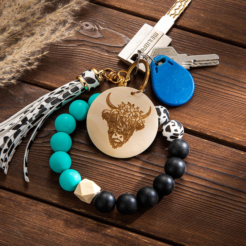 Highland Cow Keychain Beaded Bracelet for Women - CALLIE