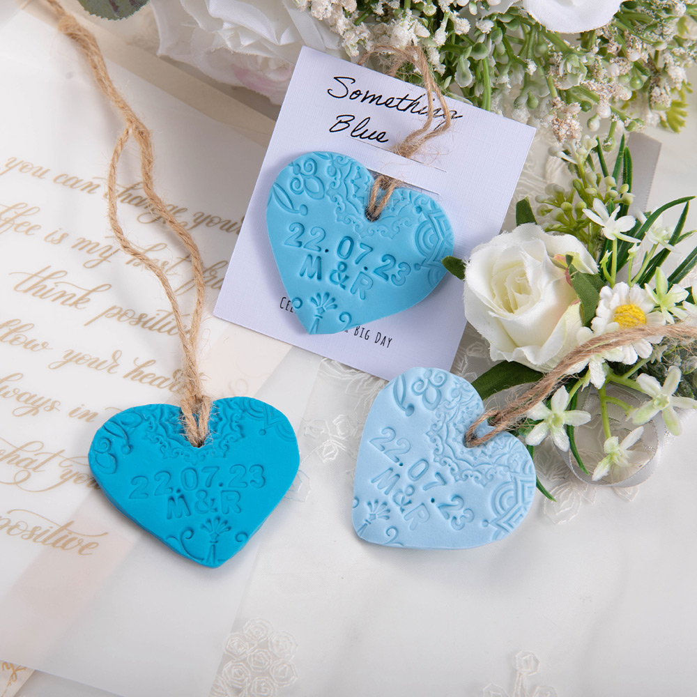 Personalized Something Blue Bouquet Charm Handmade Clay Charm with ...