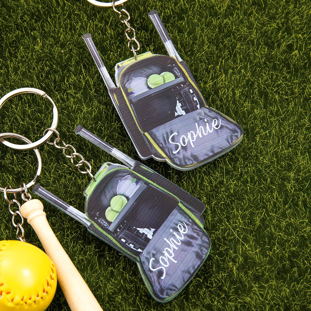 Personalized Softball Backpack Acrylic Keychain with Name and Mini ...