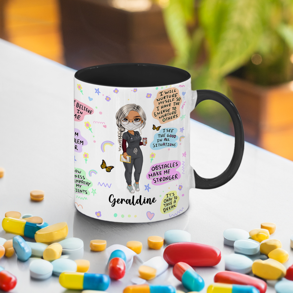 Personalised Nurse Daily Affirmations 11oz Inside Colour Ceramic Mug ...