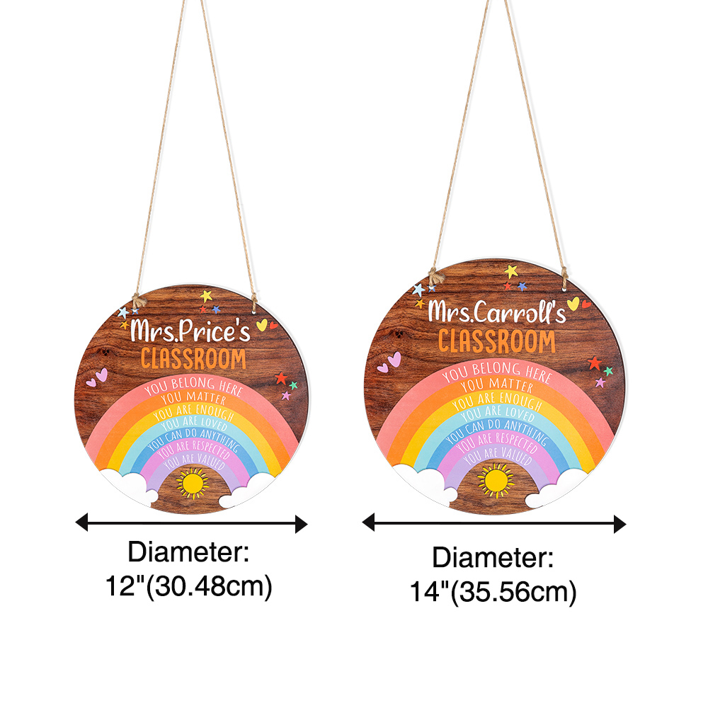 Personalized Classroom Rainbow Wooden Door Sign with Name for Classroom ...