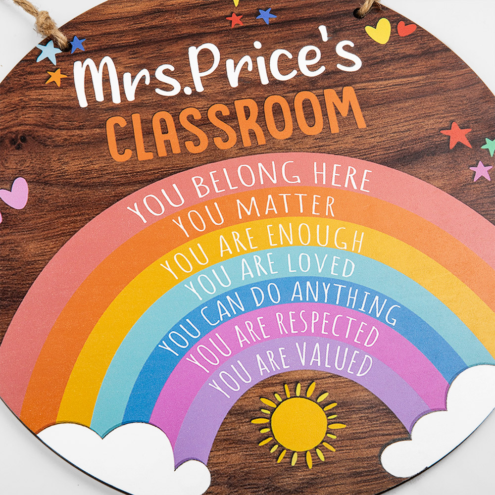 Personalized Classroom Rainbow Wooden Door Sign with Name for Classroom ...
