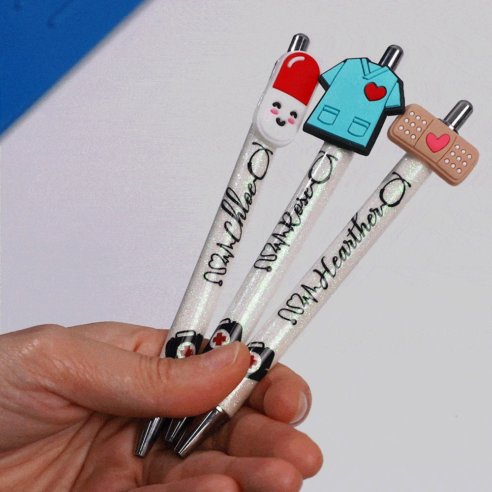 Personalized Glittering Nurse Pen Black Push Ballpoint Pen with Name ...