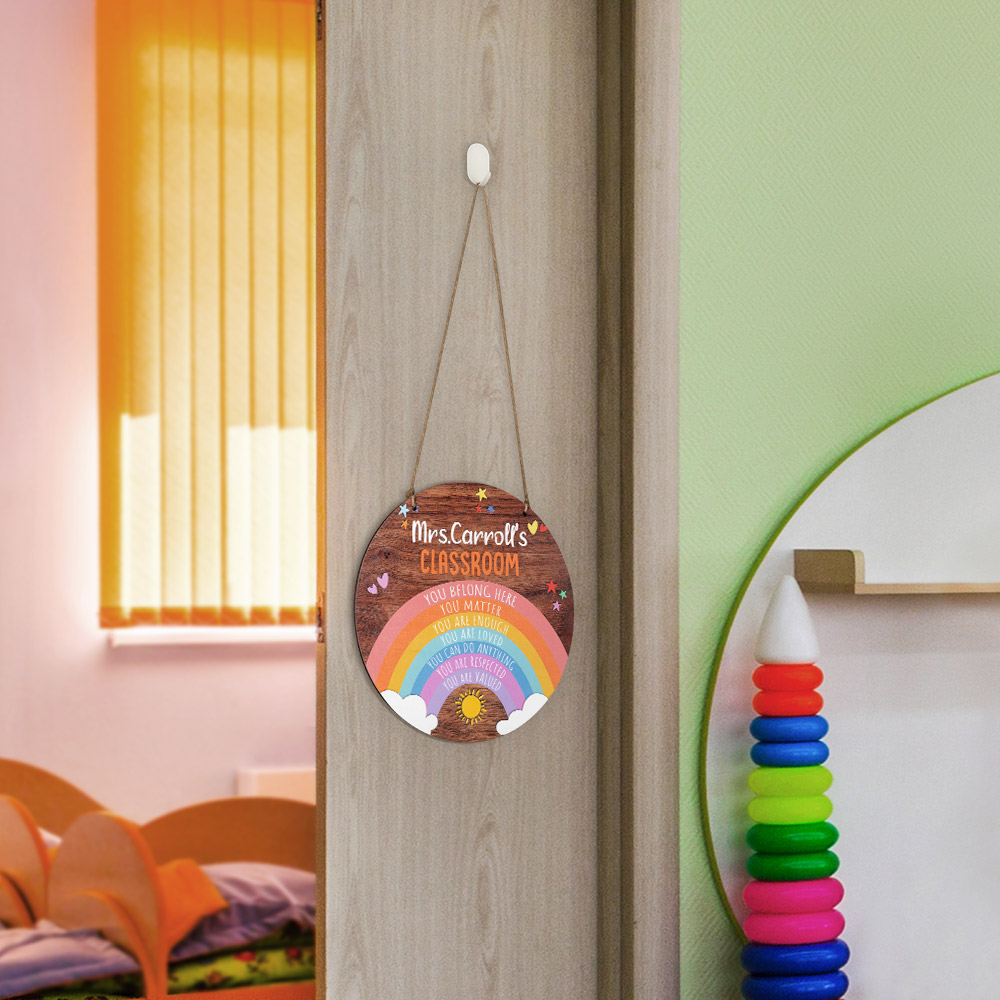 Personalized Classroom Rainbow Wooden Door Sign with Name for Classroom ...
