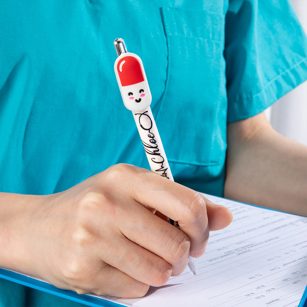Personalized Glittering Nurse Pen Black Push Ballpoint Pen with Name ...