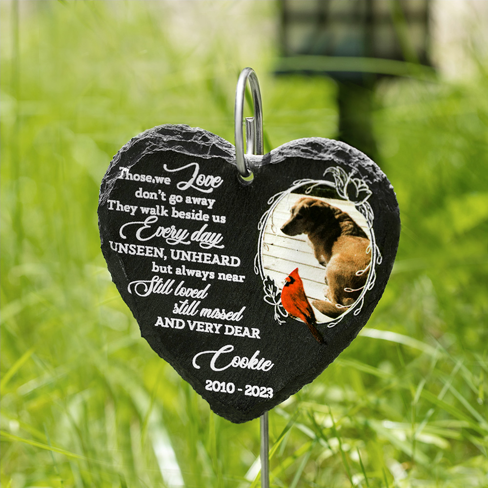 Personalised Memorial Garden Slate and Hook with Photo and Quote Photo ...