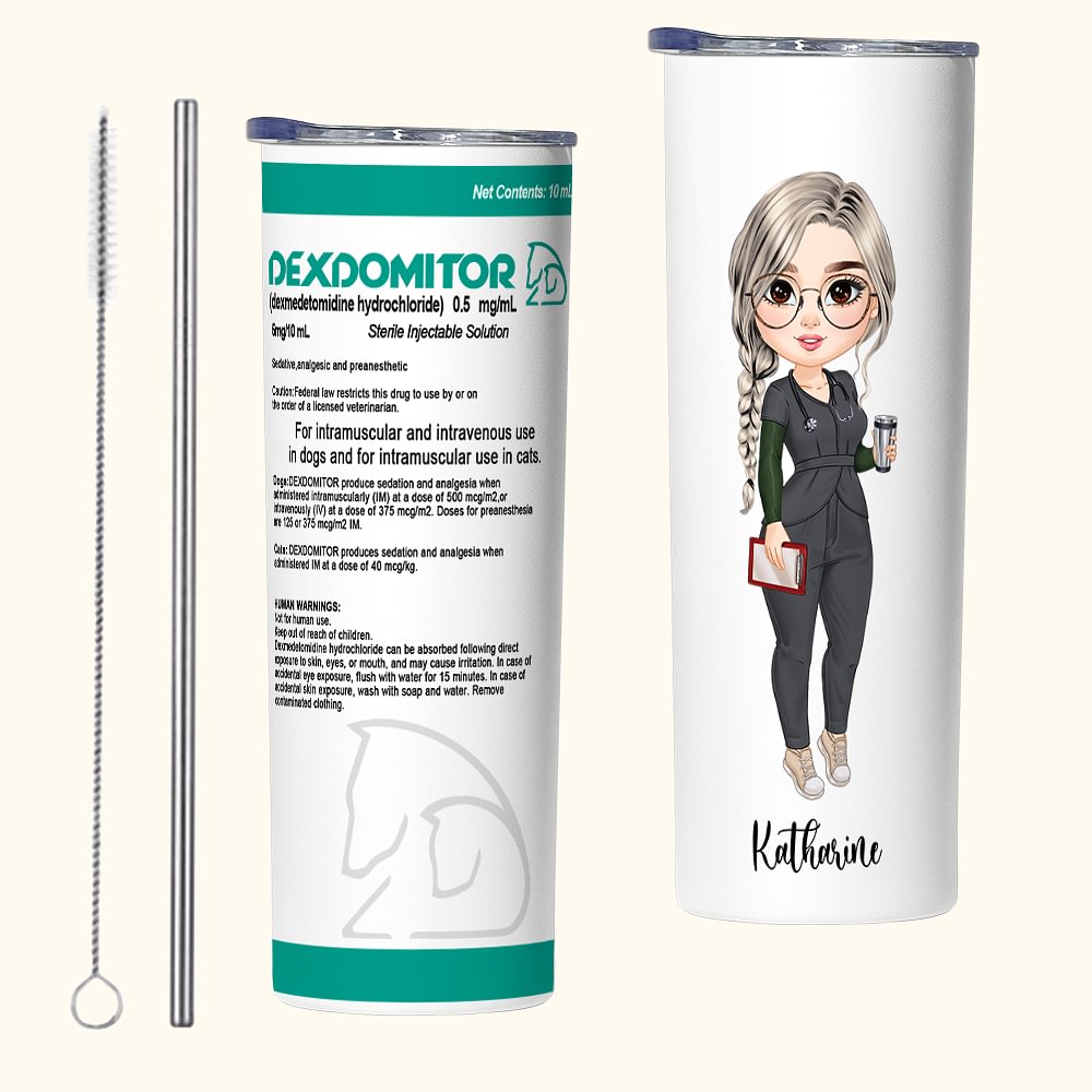 Personalised Dexdomitor Prescription 20oz Skinny Tumbler Veterinarian ...