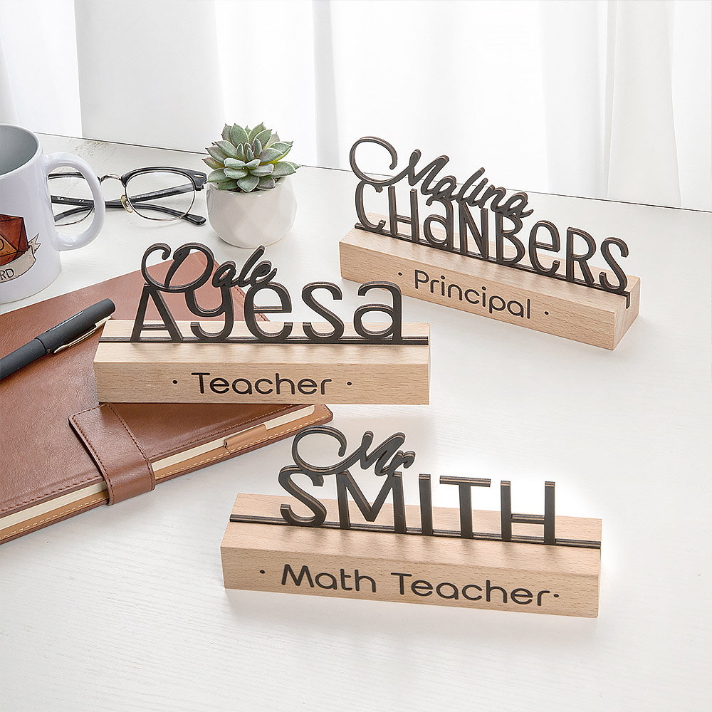 Personalized Wooden Name Sign Desk Nameplate Office Decor Back to ...