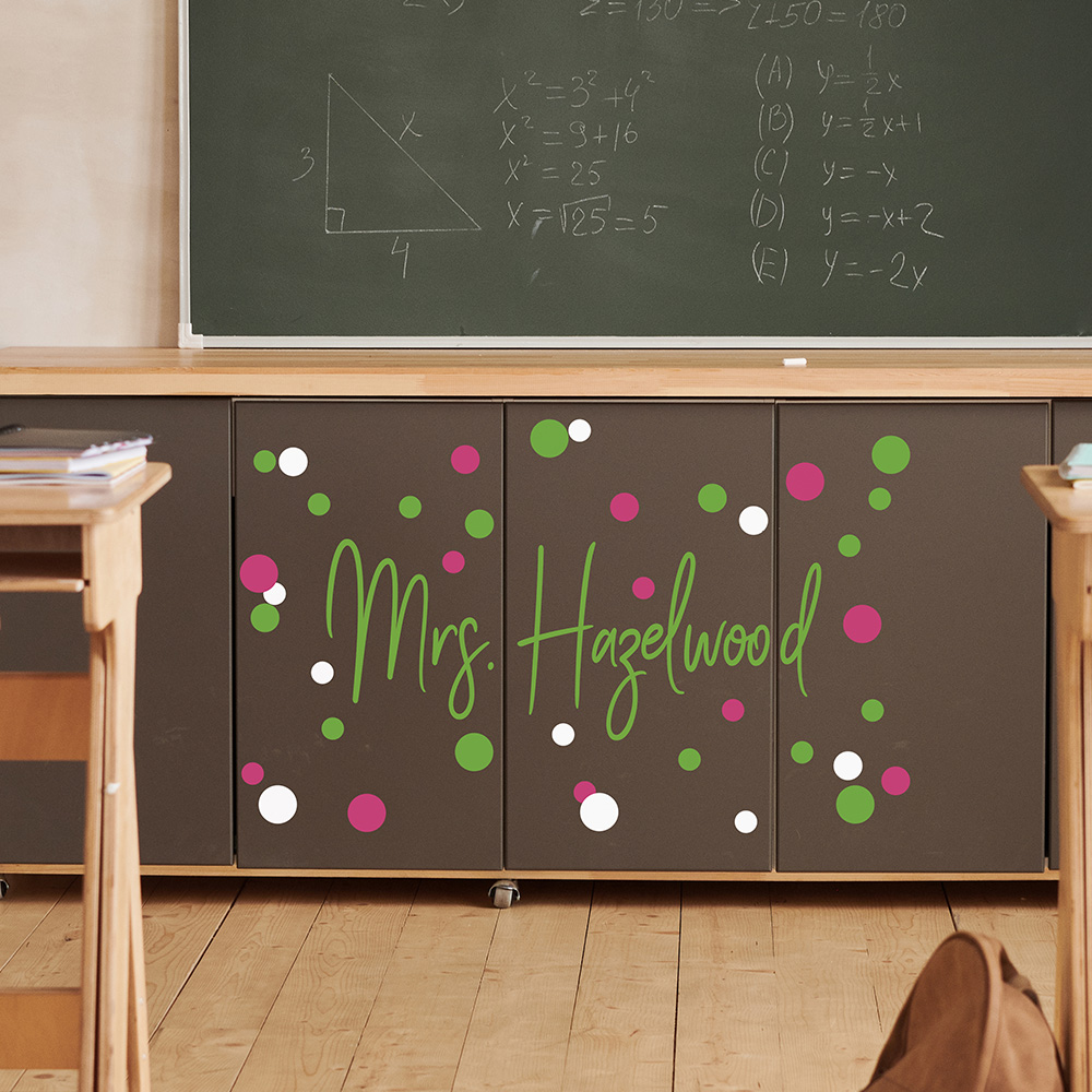 Personalized Colorful Teacher Desk Decal Stickers with Polka Dots for ...
