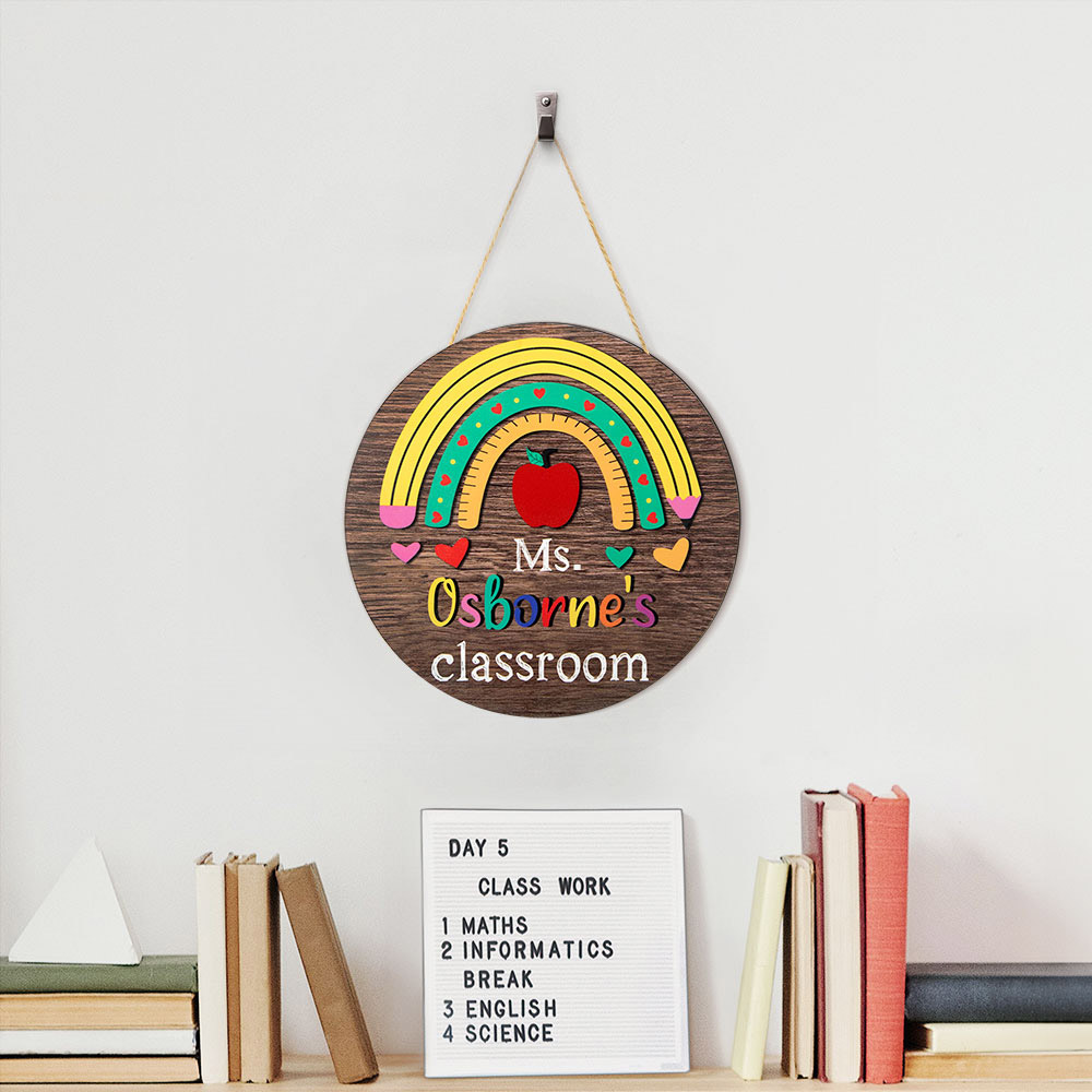 Personalized Rainbow Door Sign with Name Classroom Decoration Teacher ...