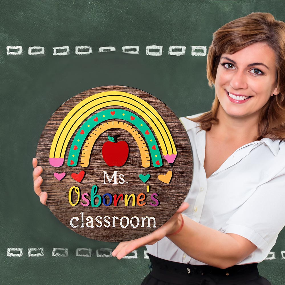 Personalized Rainbow Door Sign with Name Classroom Decoration Teacher ...
