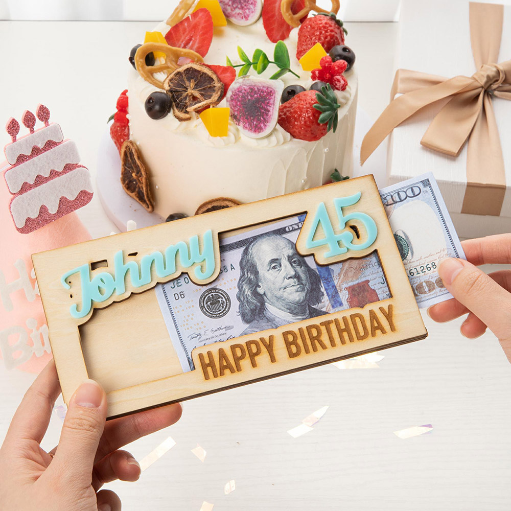 Personalized Happy Birthday Money Holder Box Wooden Birthday Cash ...