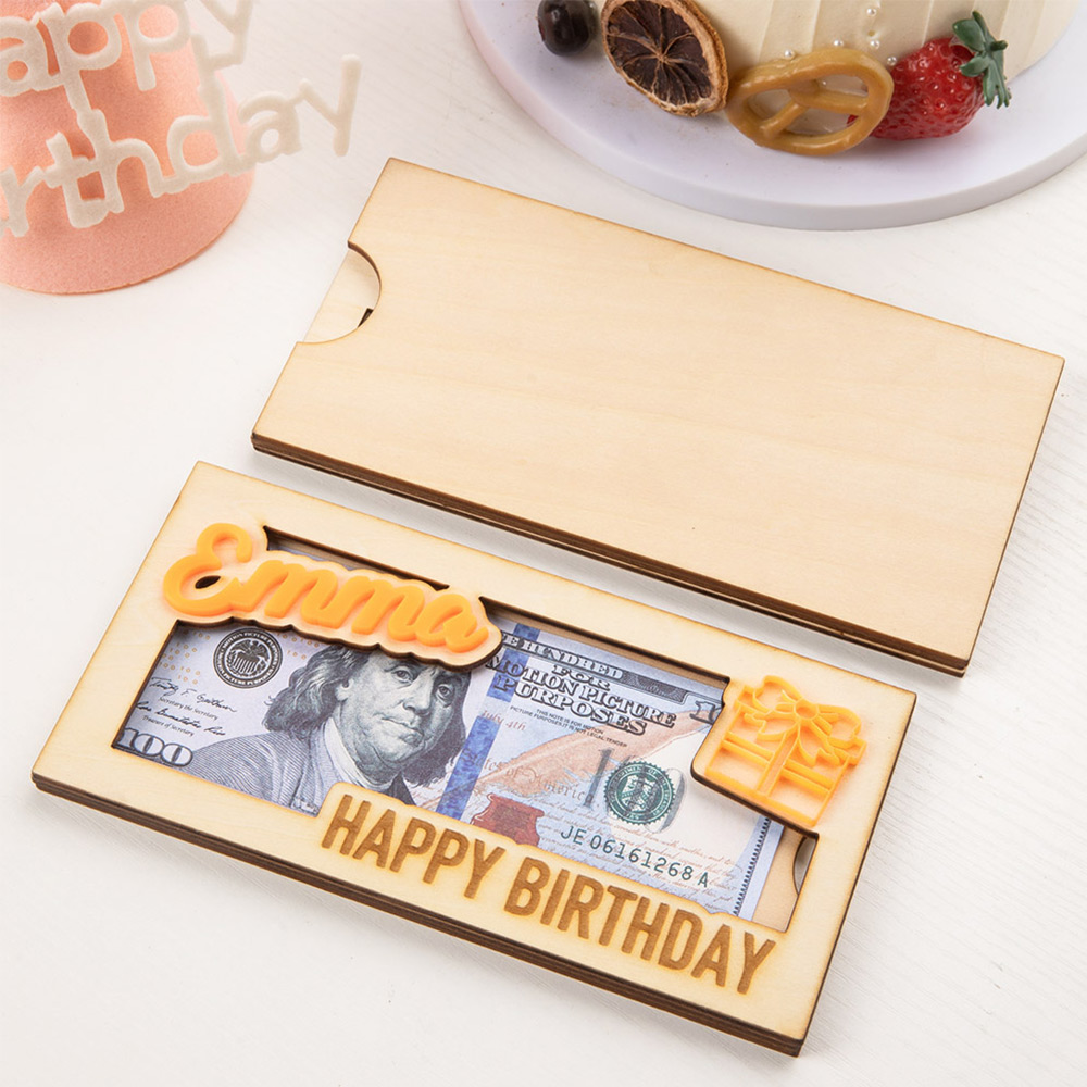 Personalized Happy Birthday Money Holder Box Wooden Birthday Cash ...