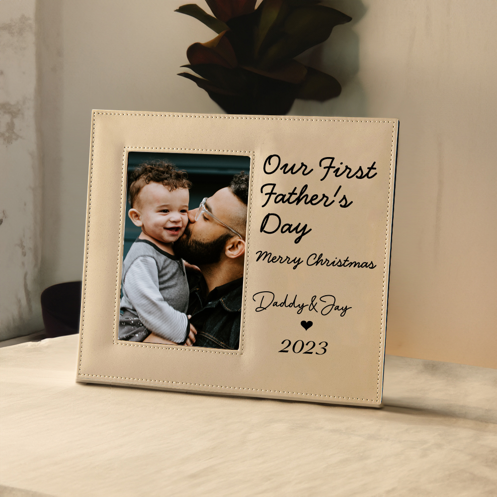 Personalized Our First Father's Day Photo Frame with Folding Stand and ...