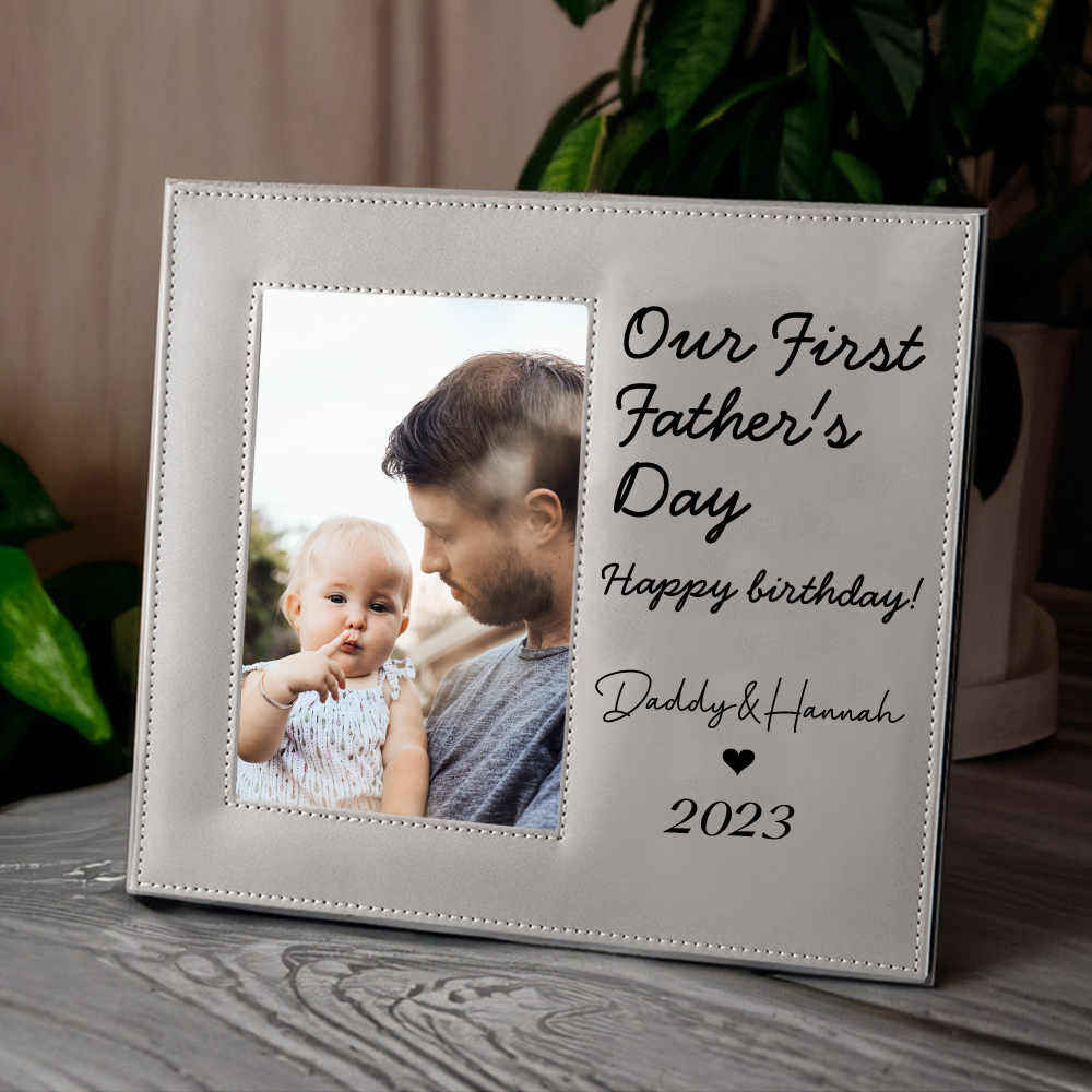 Personalized Our First Father's Day Photo Frame with Folding Stand and ...