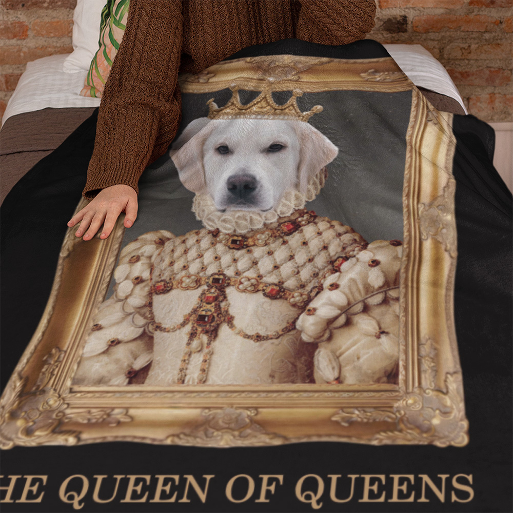 Personalized King Queen Royal Pet Portrait Blanket Renaissance Art Home ...