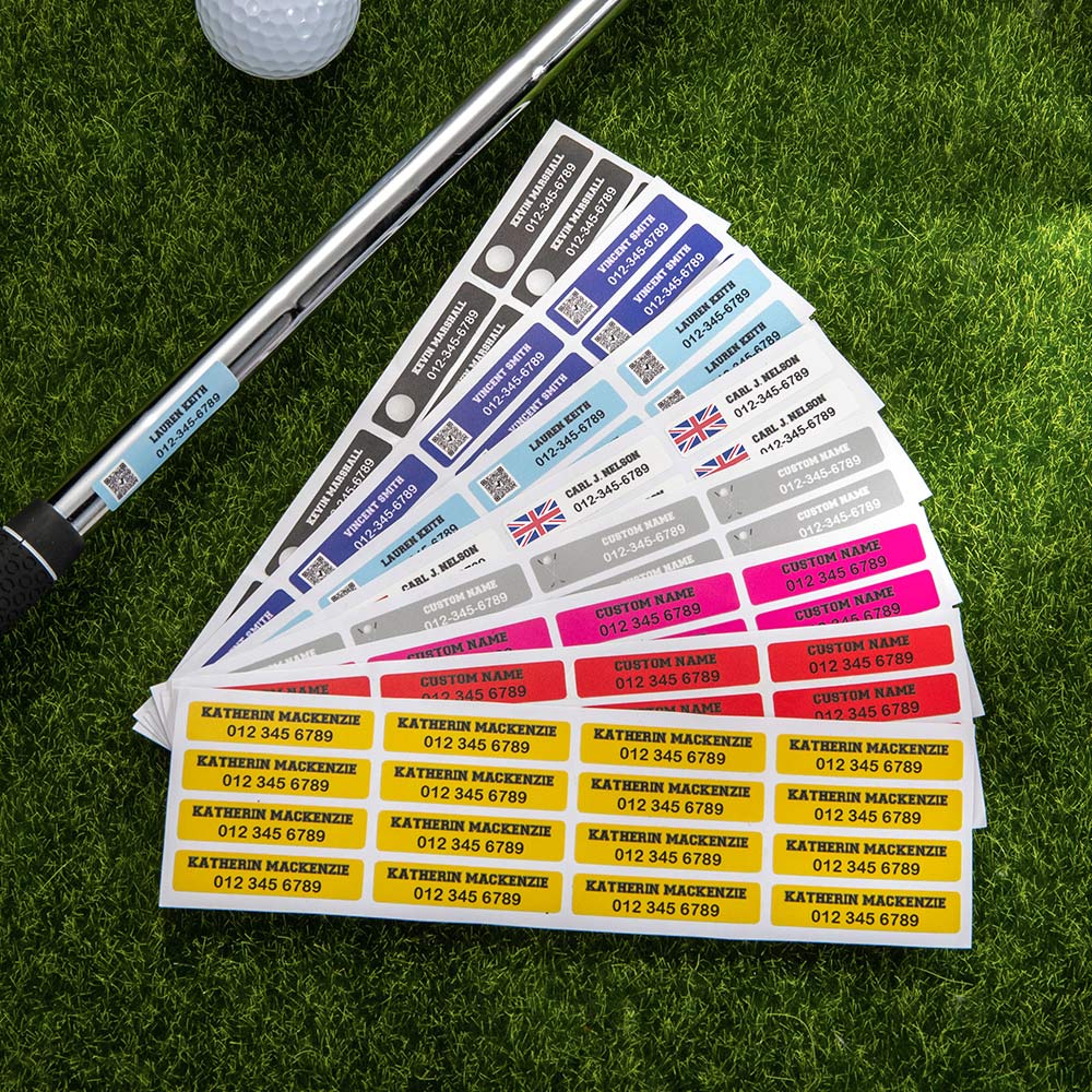 Personalized Set of 16 Multi-color Waterproof Vinyl Stickers Golf ...