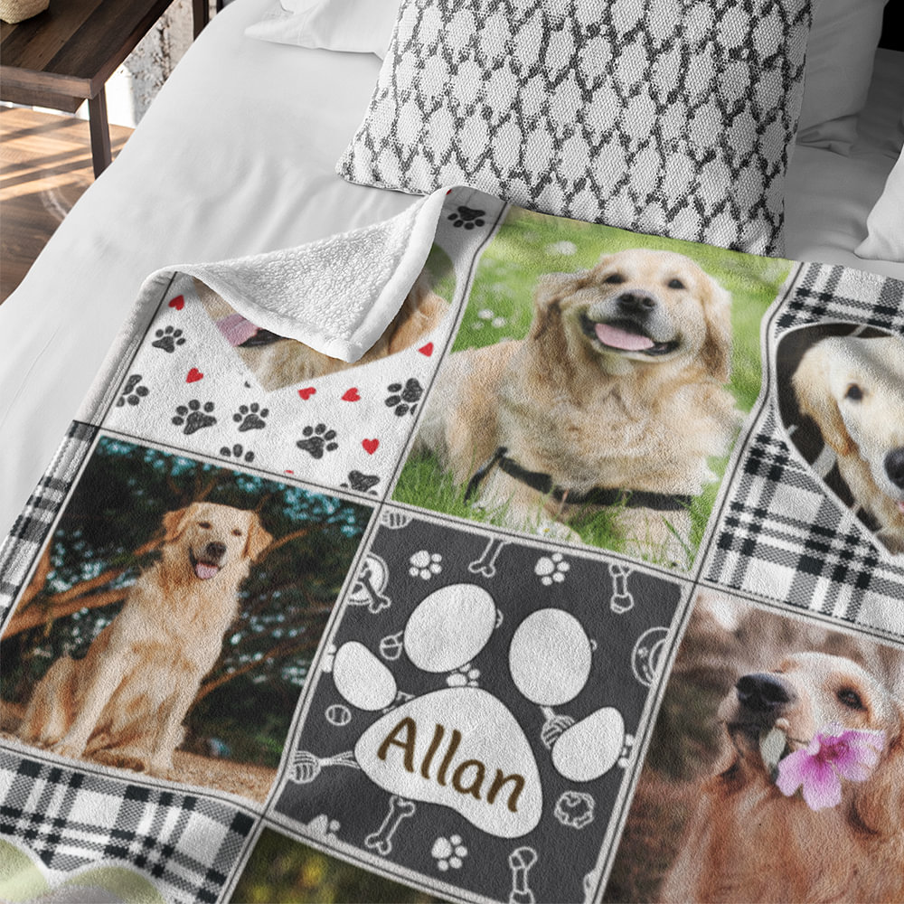 Personalized Dog Puppy Photo Collage Soft Blanket with Name Birthday ...
