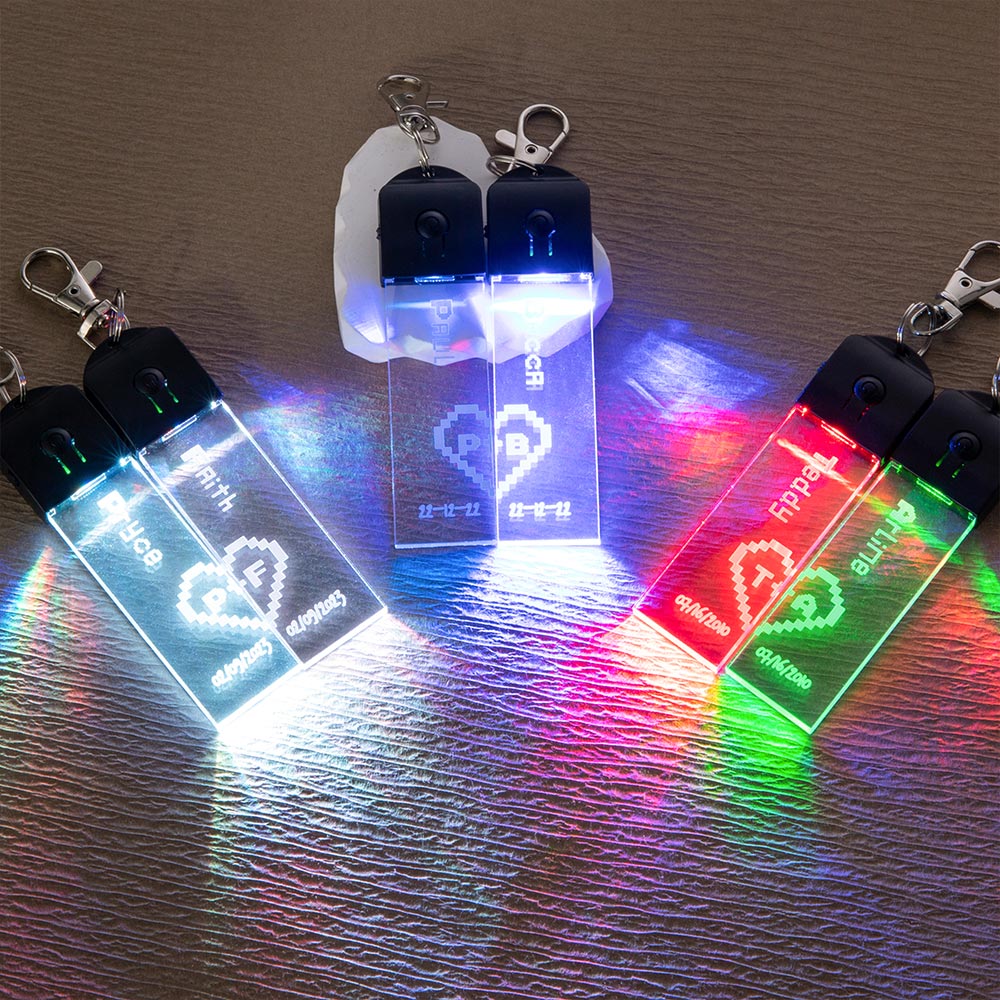 Personalized Pair of LED Gamer Couple Keychain Romantic Keyring Set ...