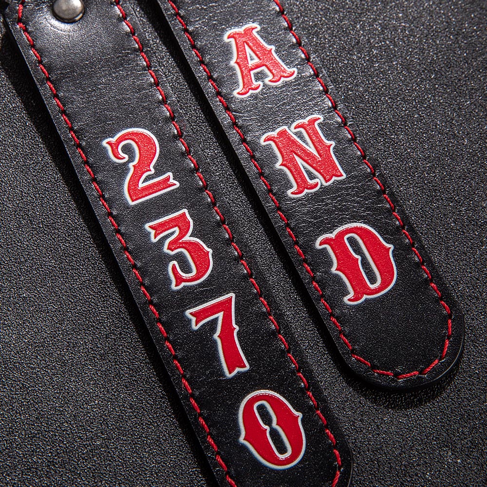 Personalized Swivel Shackle with Black Leather Father's Day Gift Tag ...