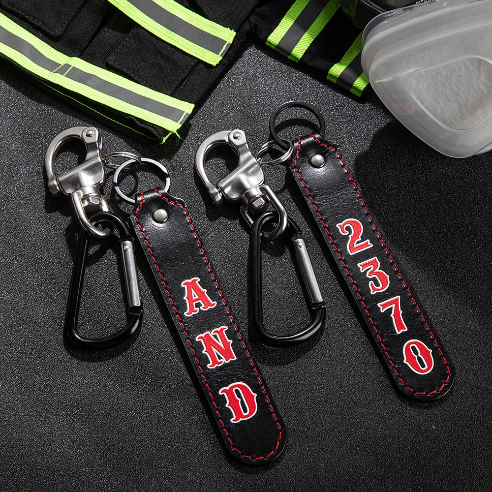 Personalized Swivel Shackle with Black Leather Father's Day Gift Tag ...