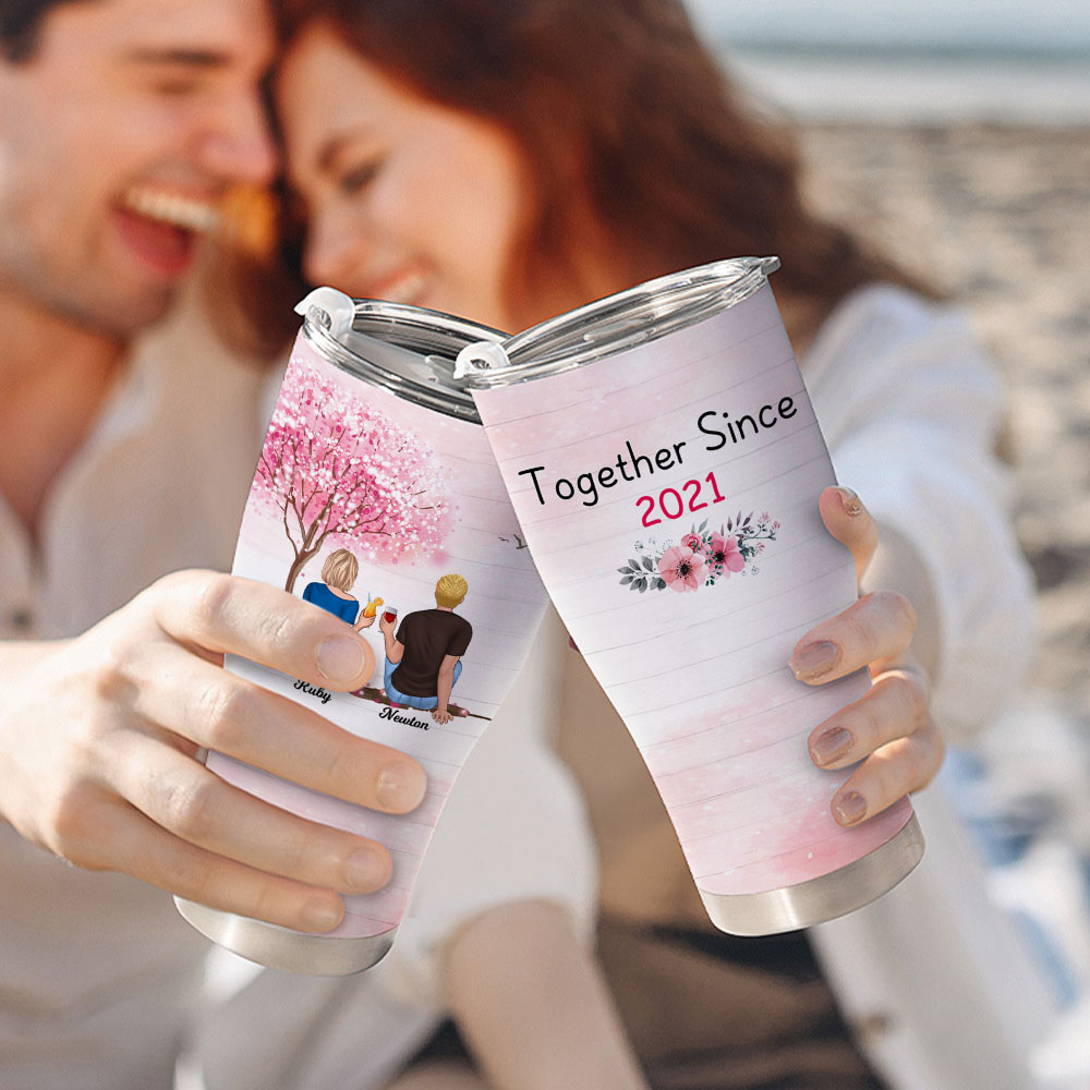 Personalized Together Since 2020 Couple Sitting Under Cherry Tree ...