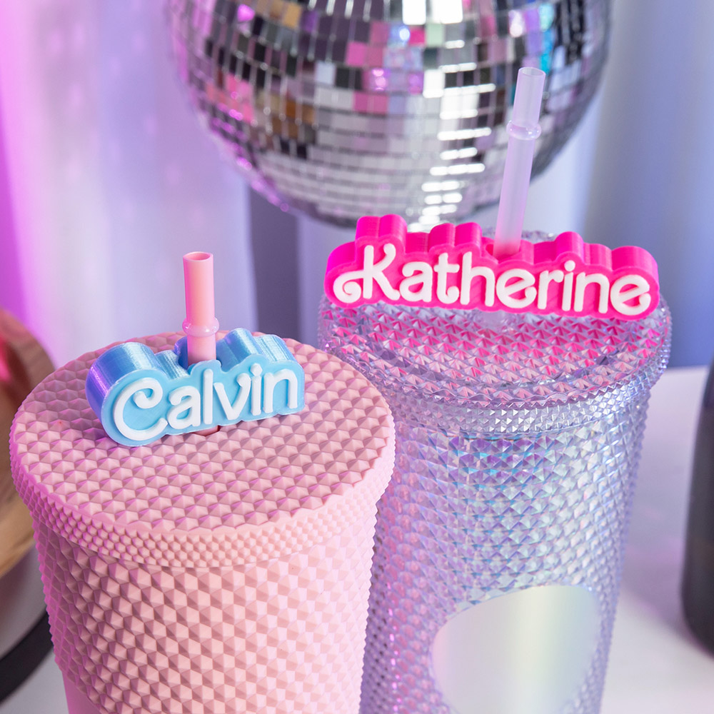Personalized 3D Printed Name Straw Topper Pink Style Straw Decoration ...