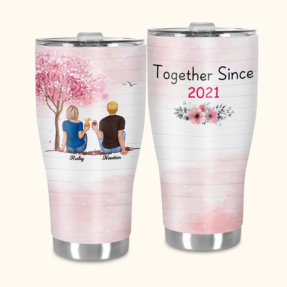 Personalized Together Since 2020 Couple Sitting Under Cherry Tree ...