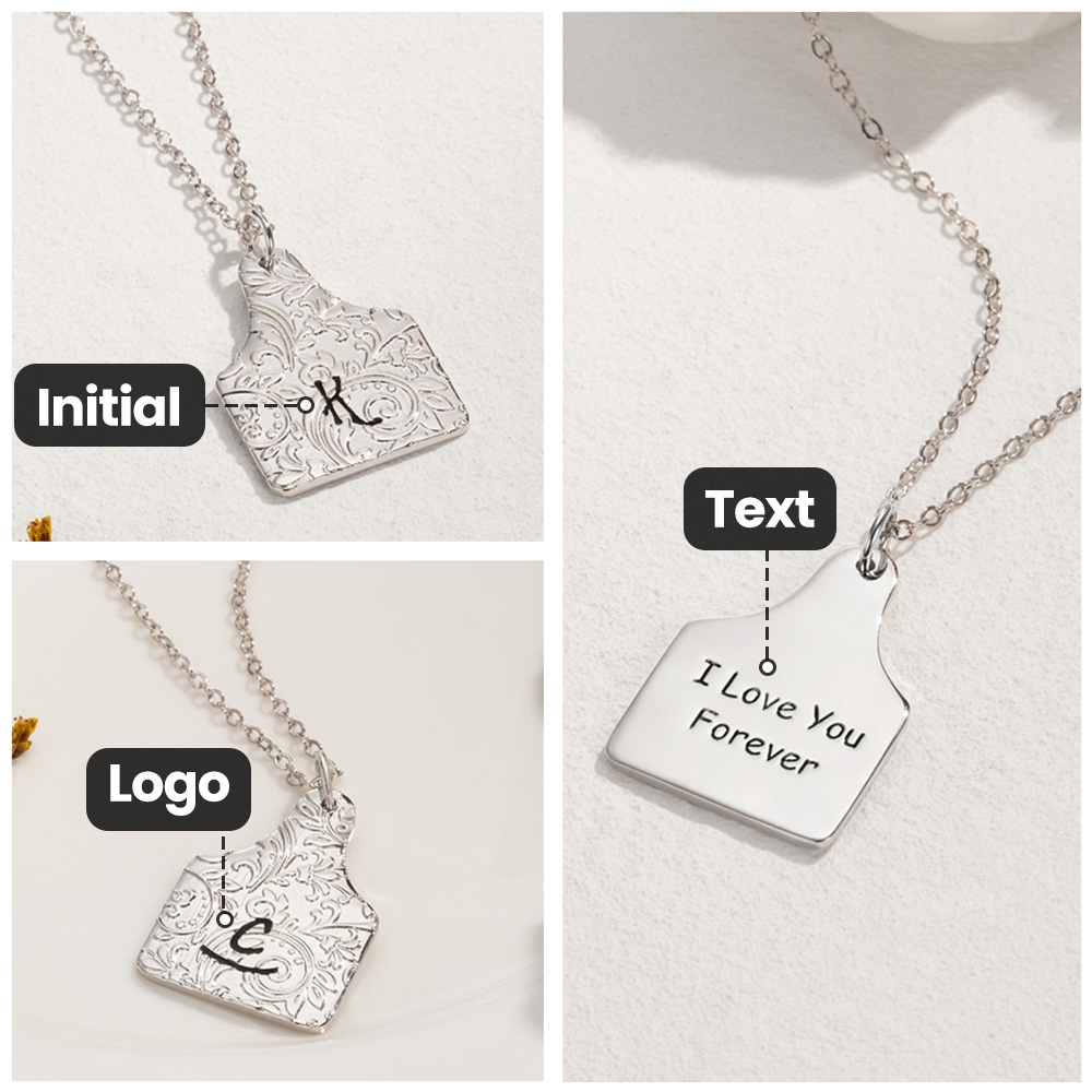 Personalized Cow Cattle Tag Necklace Initial Logo Pendant Necklace ...