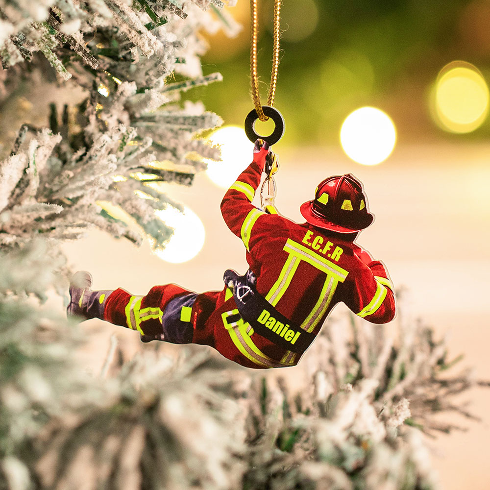 Personalized Acrylic Firefighter Ornament Double-sided Christmas Tree ...