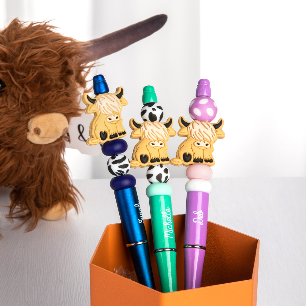 Personalized Highland Cow Print Ballpoint Pen Stationery with Name and ...