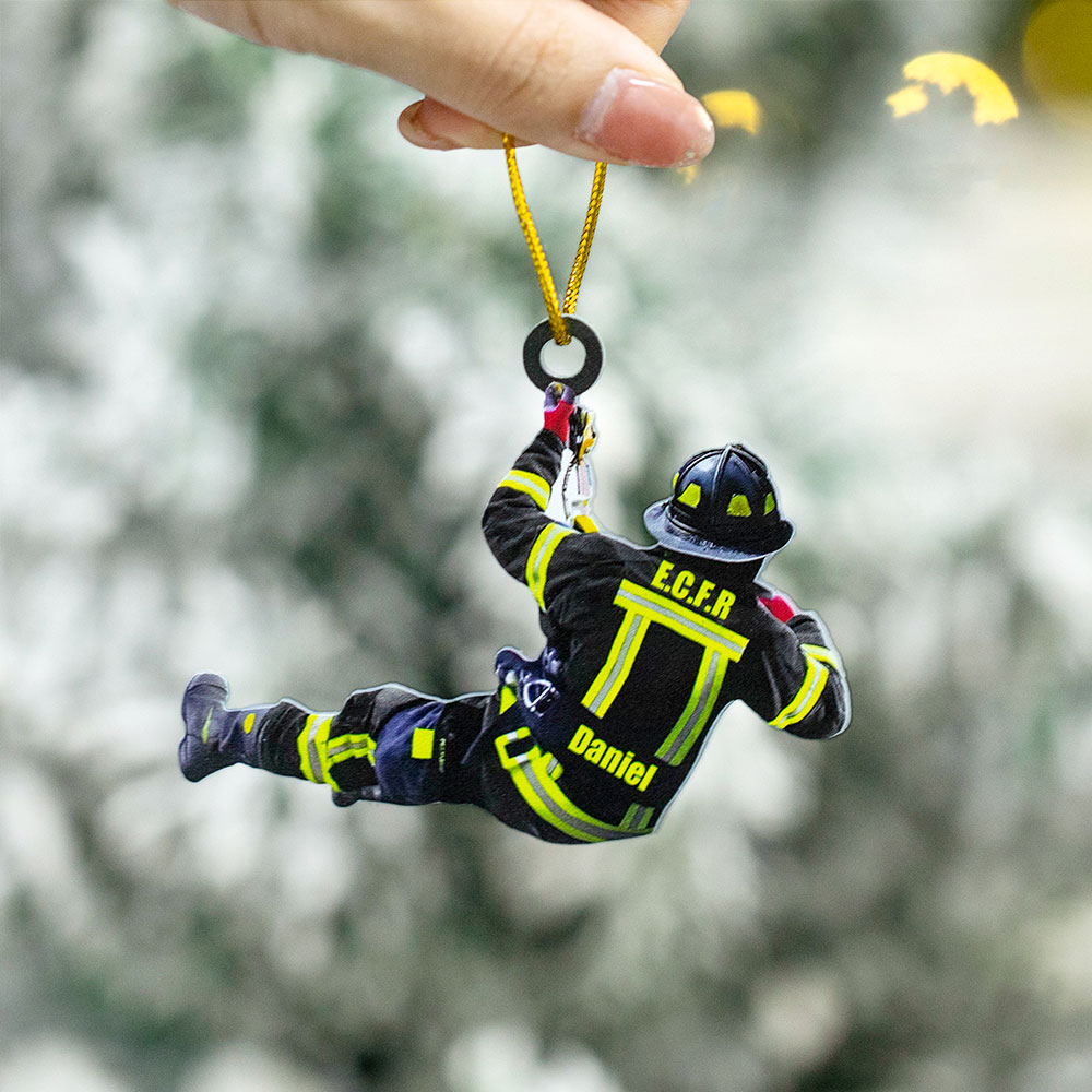 Personalized Acrylic Firefighter Ornament Double-sided Christmas Tree ...