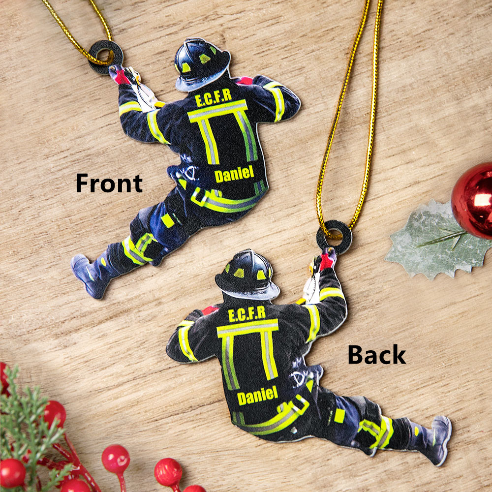 Personalized Acrylic Firefighter Ornament Double-sided Christmas Tree ...