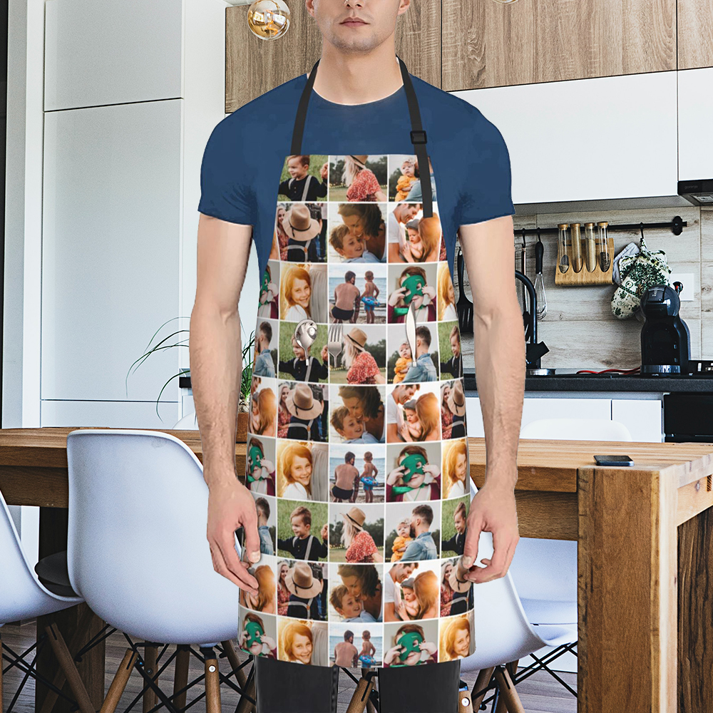 Personalized Waterproof 9 Photos Collage Apron with Front Pockets ...