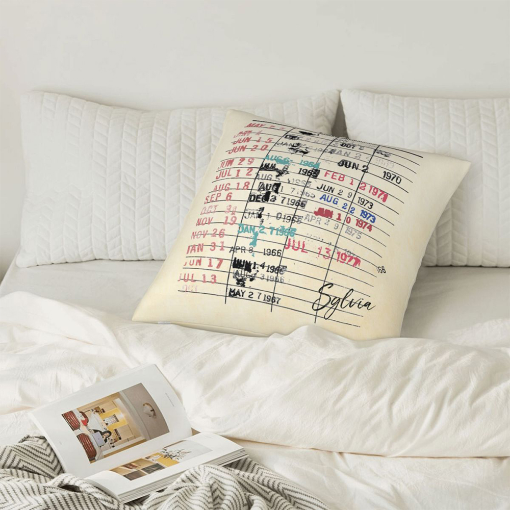 Personalized Retro Library Date Due Card Cushion Throw Pillow Cover ...