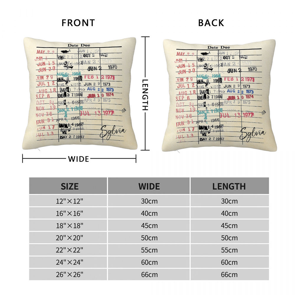 Personalized Retro Library Date Due Card Cushion Throw Pillow Cover ...