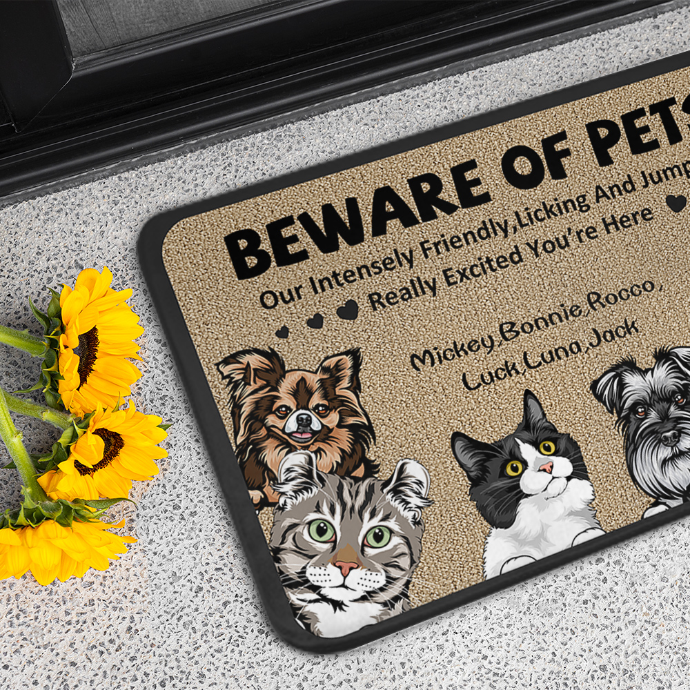 Personalized Beware Of Pet Door Mat Pet Lover Christmas or Birthday ...
