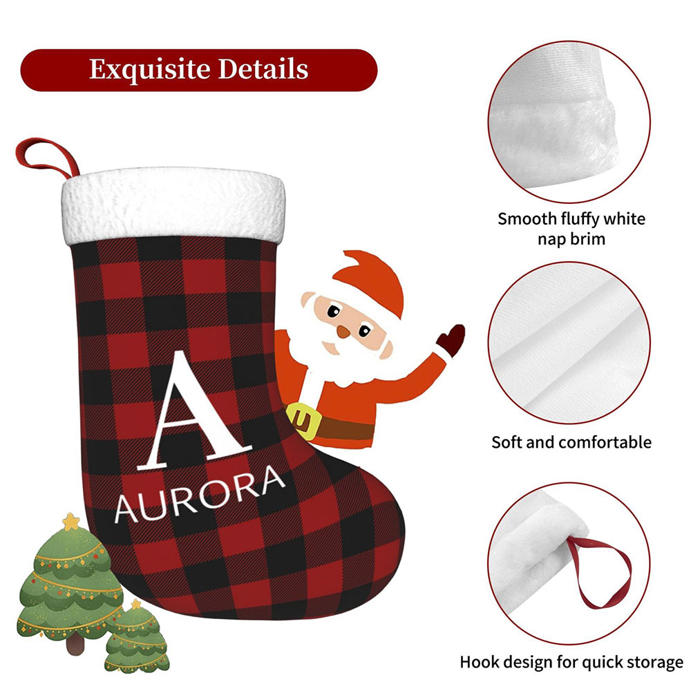 Personalized Red or Green Buffalo Plaid Christmas Stocking with Name ...