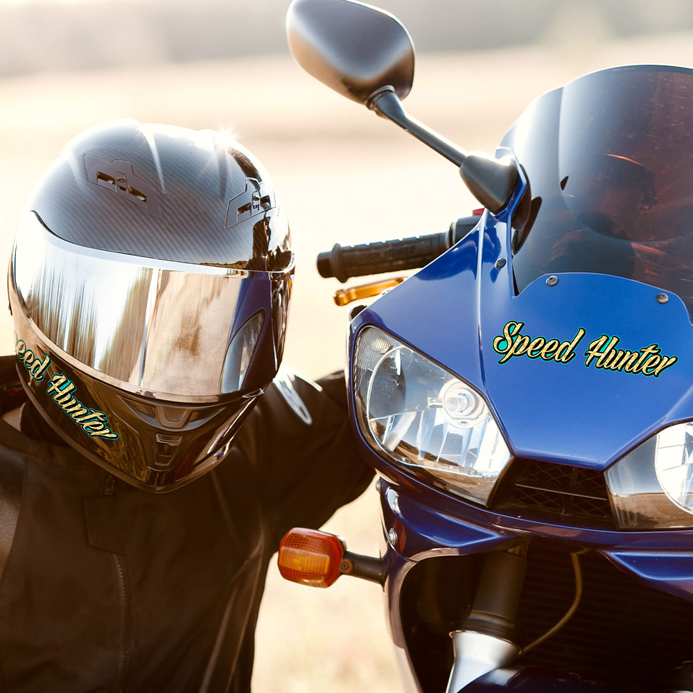 Personalized Name Motorcycle Waterproof Helmet Decal Sticker Set of 2 ...