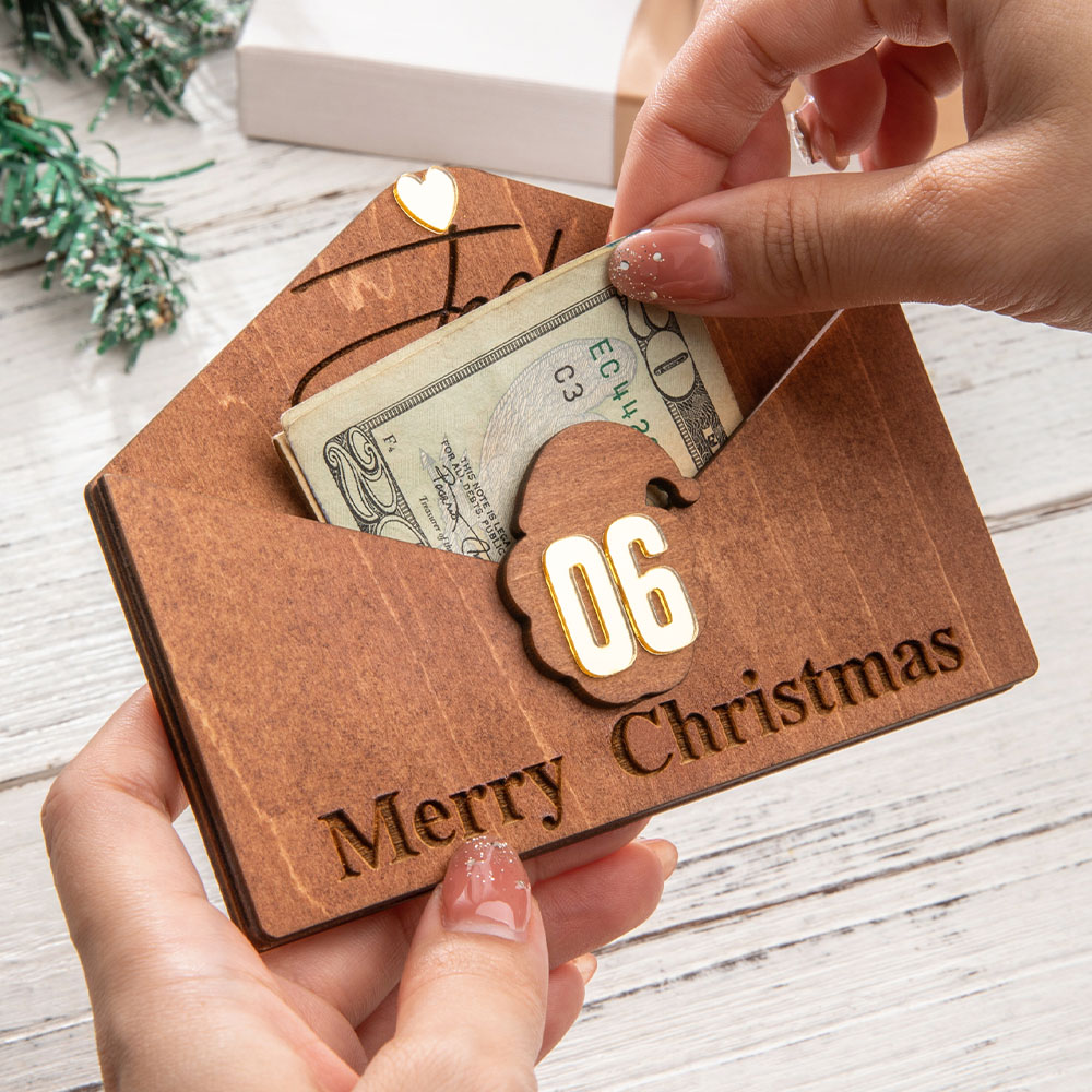 Personalized Wooden Money Holder Cash Envelope Wallet with Age and ...