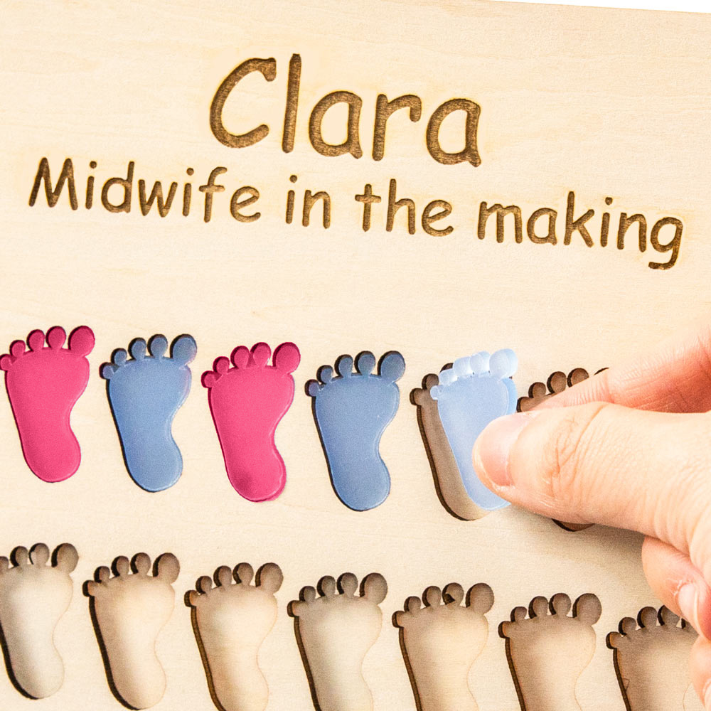 Personalized Birth Counting Board Chart with Pink Blue Foot Print Gift ...