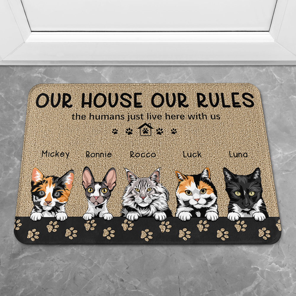 Personalized Our House Our Rules The Furry Family Doormat Home ...