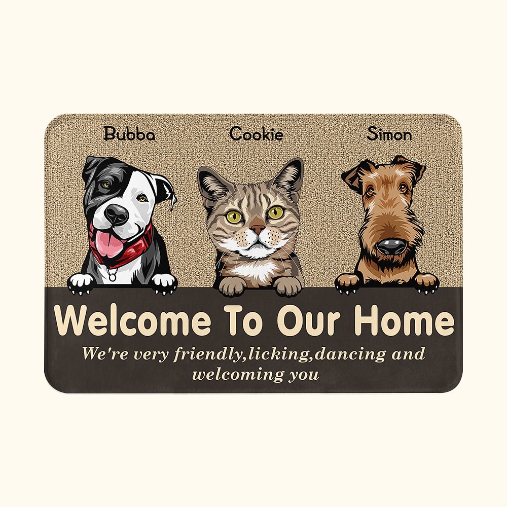Personalized Welcome To Our Home Dog Cat Family Door Mat Birthday Gift ...