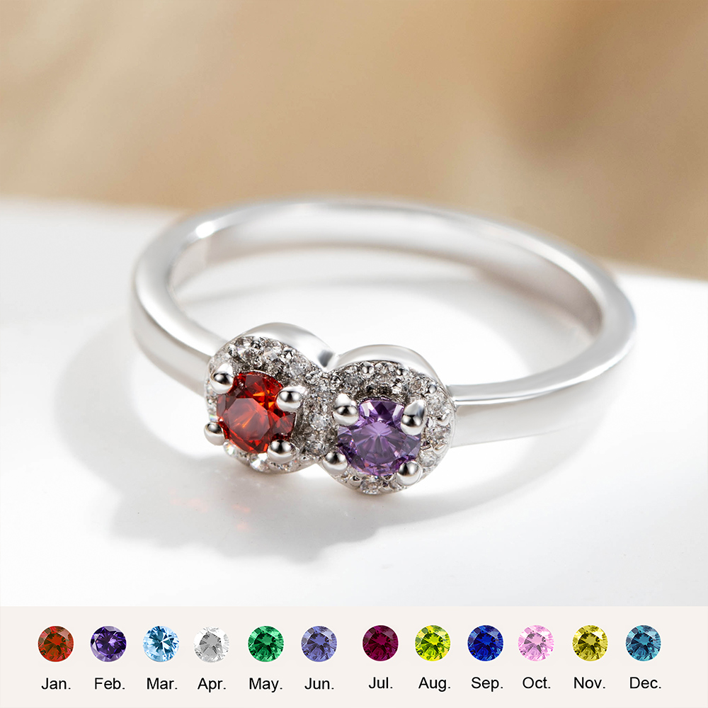 Personalized Elegant 1-5 Birthstones Ring with Zircon Mothers' Day ...