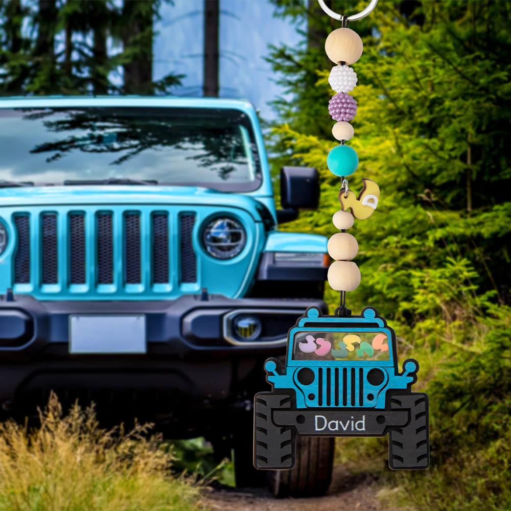 Personalized Duck Jeep Car Beaded Double-sided Printing Hanging Wood ...